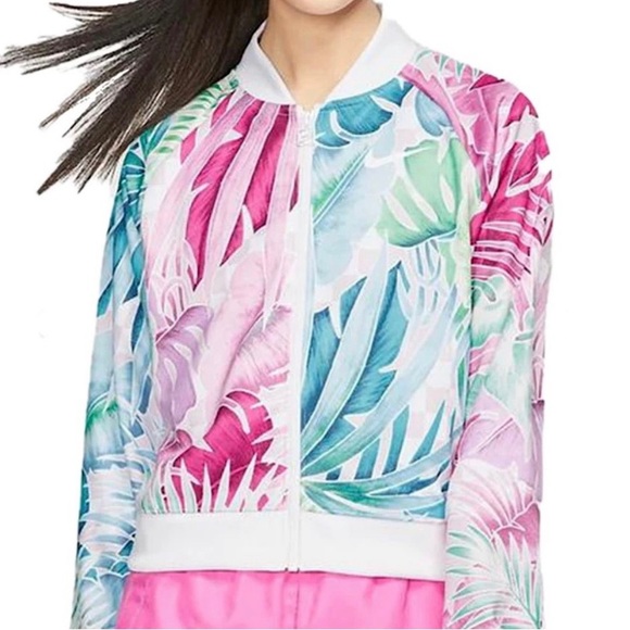 Nike | Jackets & Coats | Nike Womens Crop Track Jacket Botanical Leaves ...